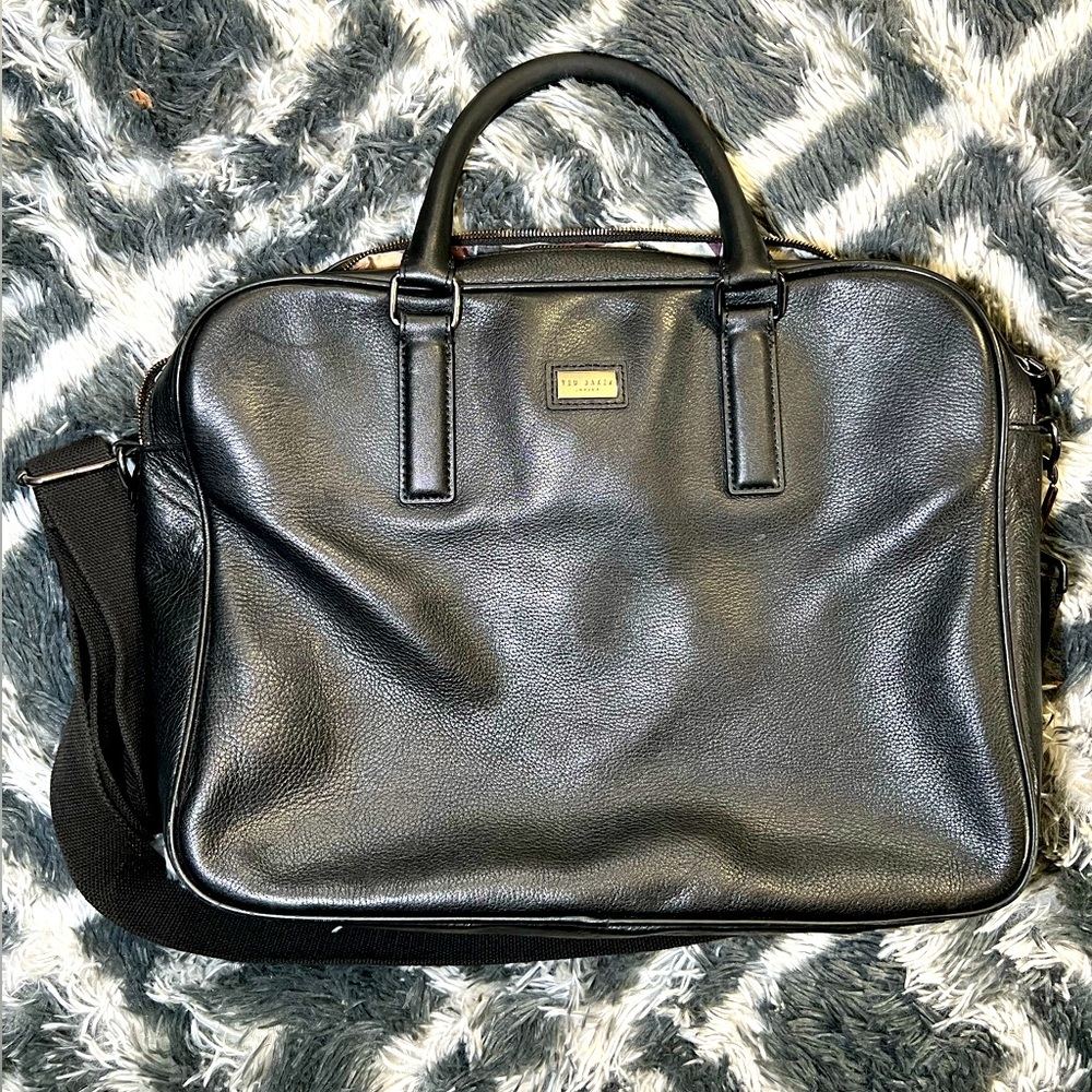 Ted Baker Briefcase Laptop Bag Genuine Leather Black … - Gem